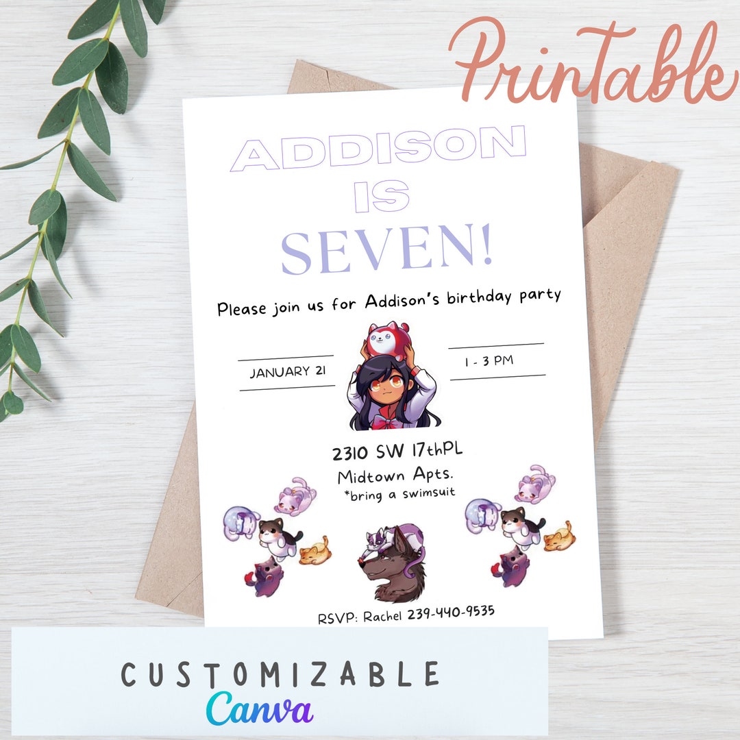 Aphmau Meemeow Birthday Party Invitation DIY EDITABLE Template - Etsy ...