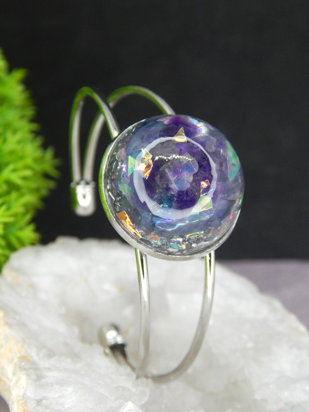 Bracelet Orgonite Améthyste & Nacre - Etsy France