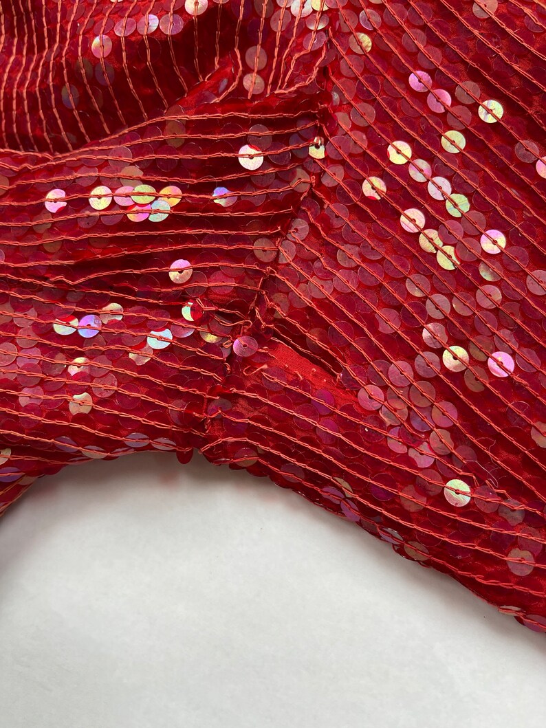 Vintage 1980s Red and Silver Cropped Sequin Beaded Bolero Jacket Womens ...