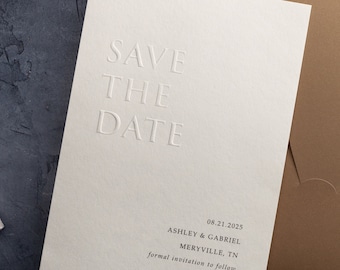 Digital and Letterpress Save the Date Cards With Envelopes. Blind ...