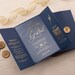 Navy Blue and Gold Wedding Invitation Box | Luxury Acrylic Trifold ...