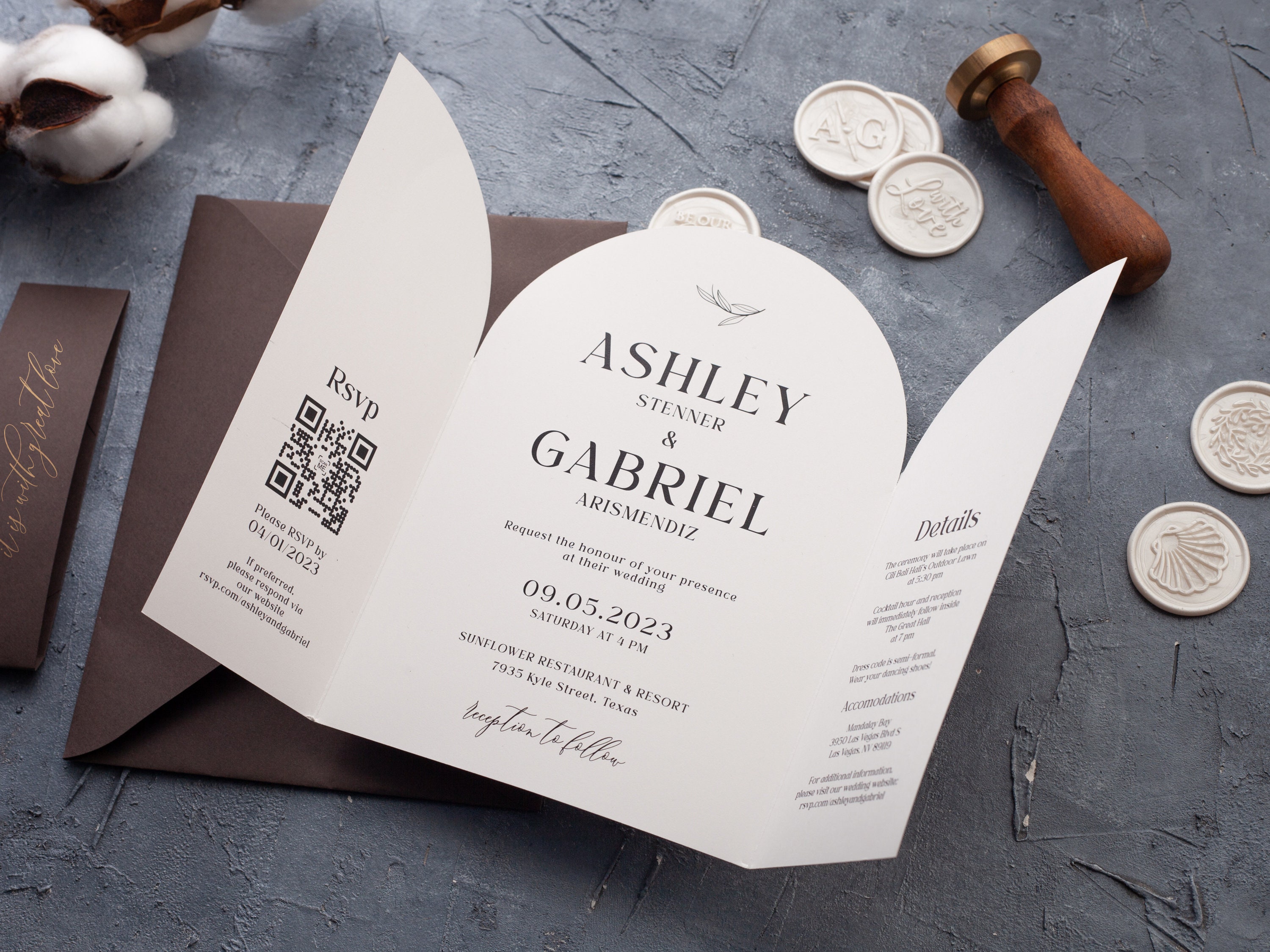 Arch Wedding Invitation With Photo Modern Folded Wedding - Etsy UK