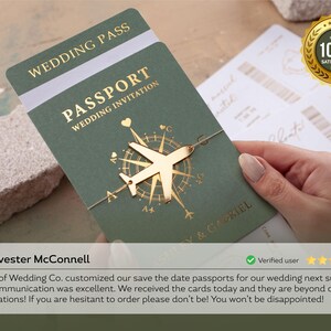 Wedding Passport Invitation, Boarding Pass Invite, Navy Blue and Gold ...