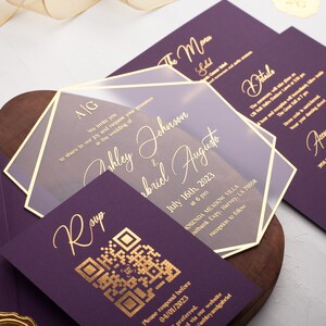 Personalized Acrylic Wedding Invitation, Gold Foil Printed Invitation ...