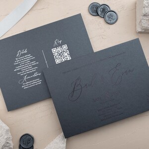 Black Wedding Invitation, Black Foil on Black Paper, Dark Wedding ...