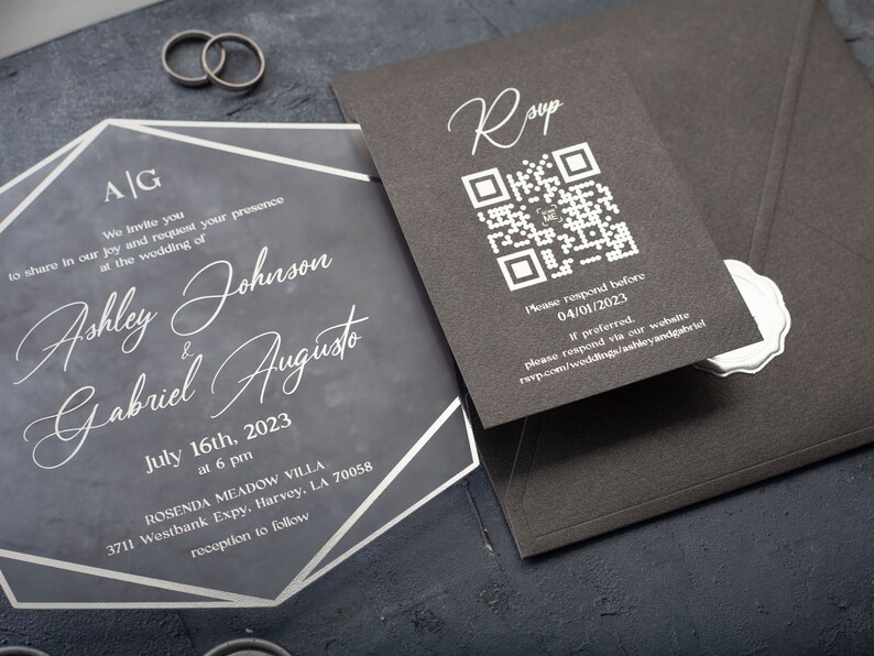 Acrylic Wedding Invitation Silver Foil Printed Acrylic - Etsy