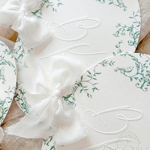 Oval Wedding Invitation Green Floral Toile De Jouy Invite, Vintage ...