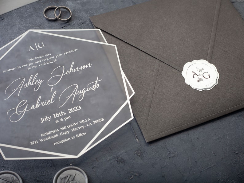 Acrylic Wedding Invitation Silver Foil Printed Acrylic - Etsy