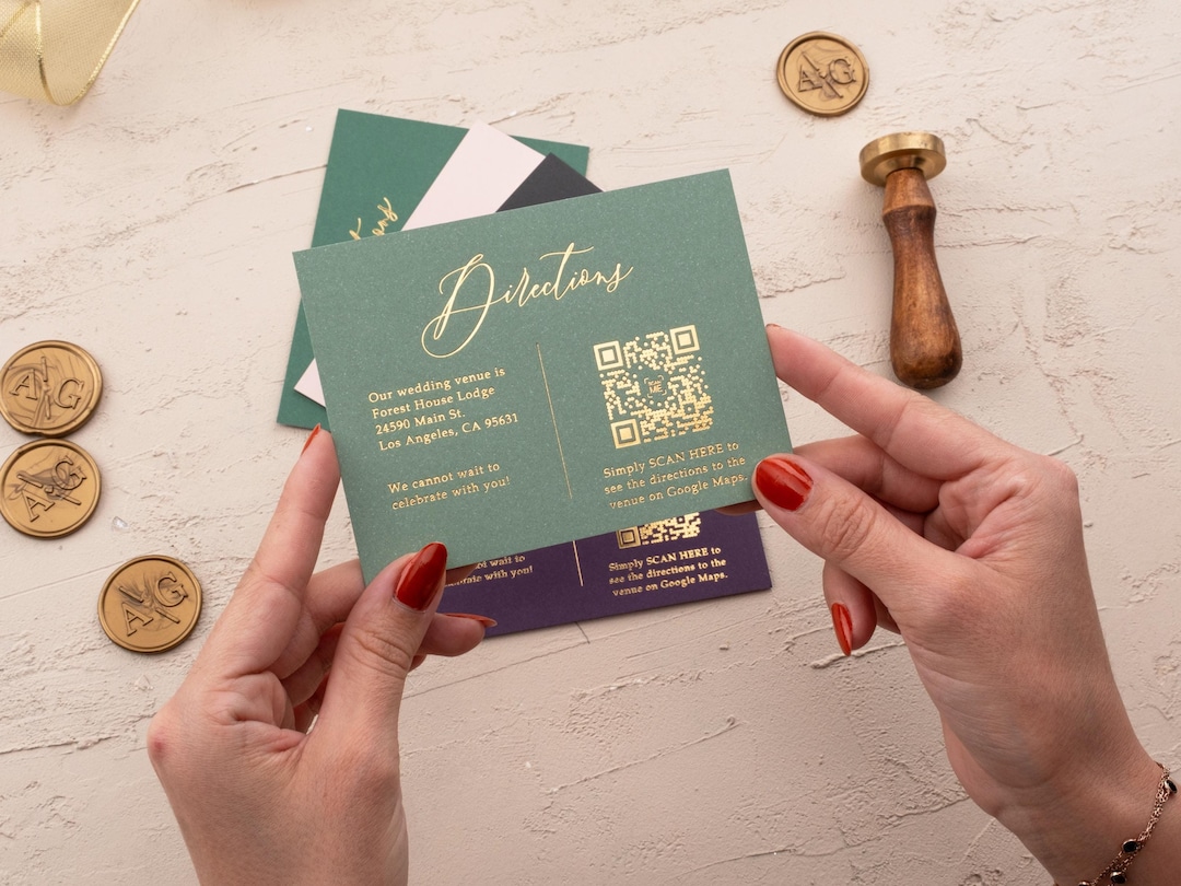 Directions Card With QR Code, Google Maps Included Wedding Location ...