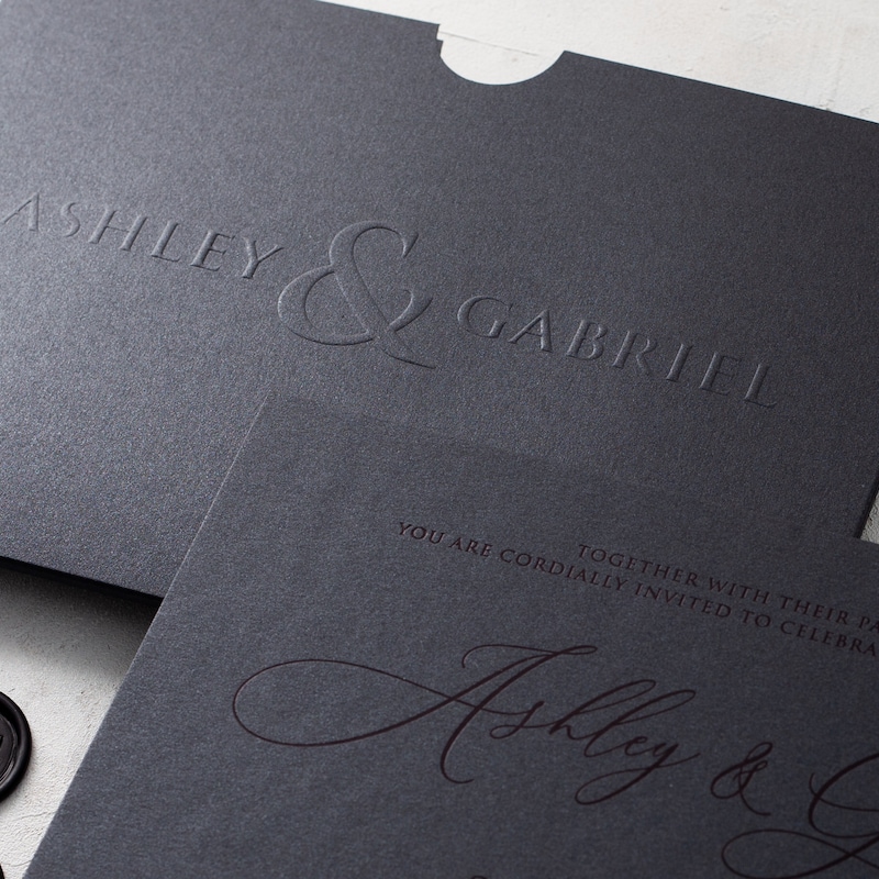Black Wedding Invitation - Etsy