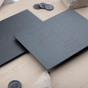 Black Wedding Invitation, Black Foil on Black Paper, Dark Wedding ...