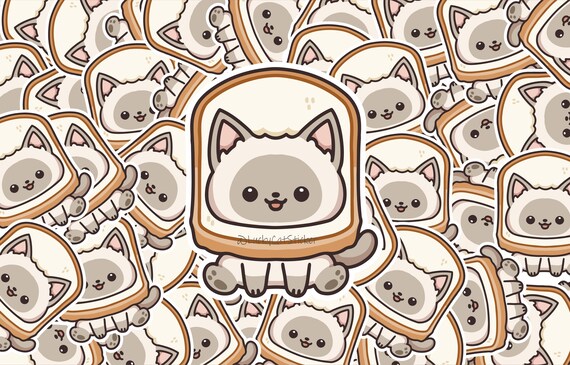 Siamese Toast Cat Sticker Cat Sticker Cat Lover - Etsy