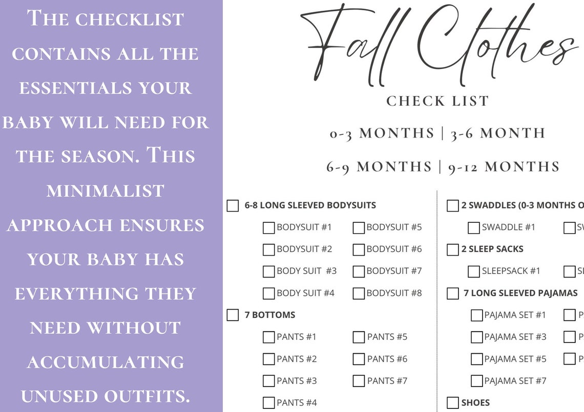 Minimalist Checklist for Baby Clothing Needs - Etsy