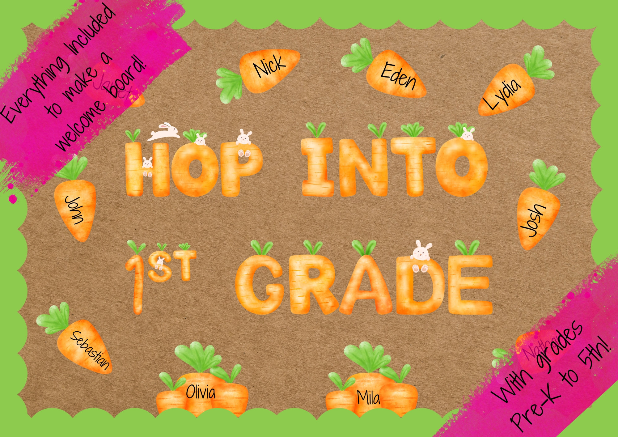 Bunny Themed Classroom Decor Bundle, Editable Classroom Decor, Easy and ...