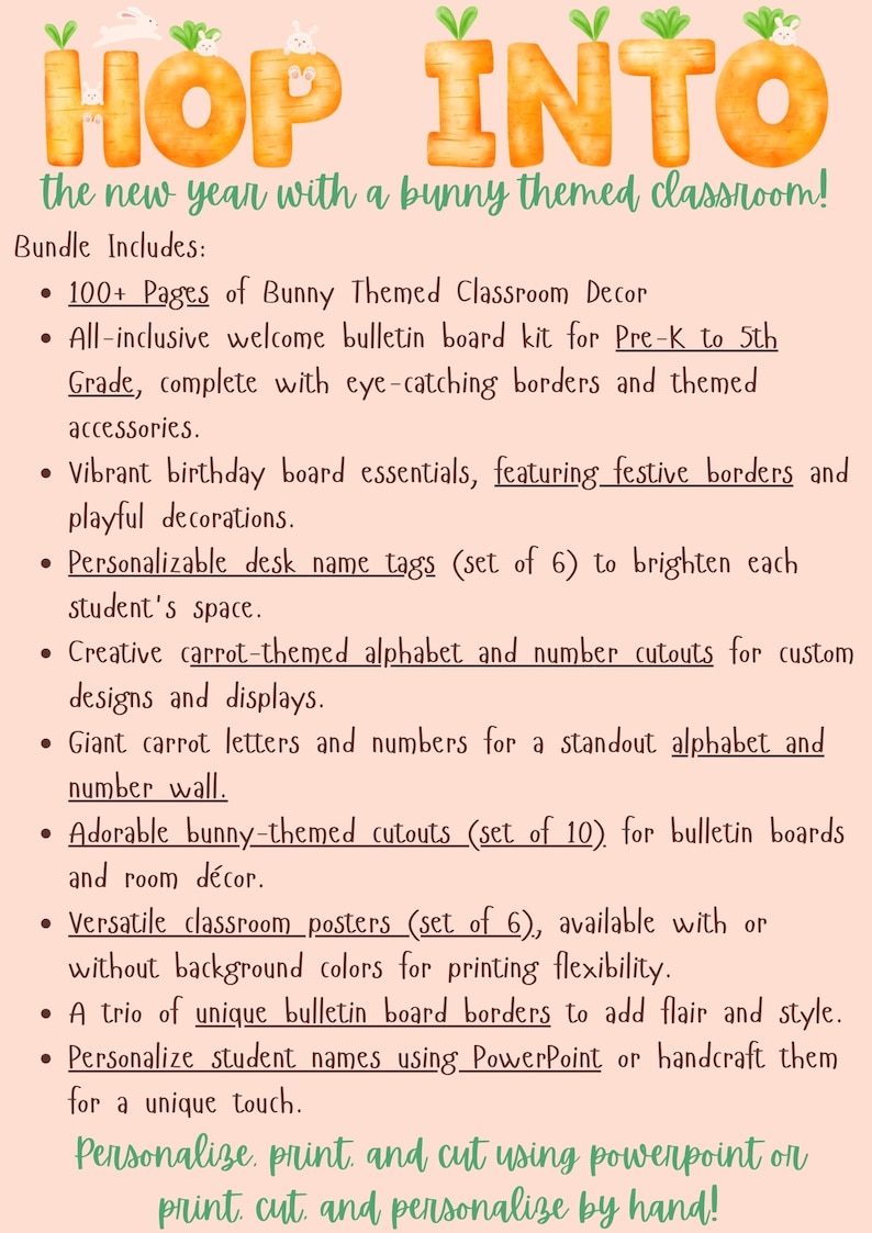 Bunny Themed Classroom Decor Bundle, Editable Classroom Decor, Easy and ...