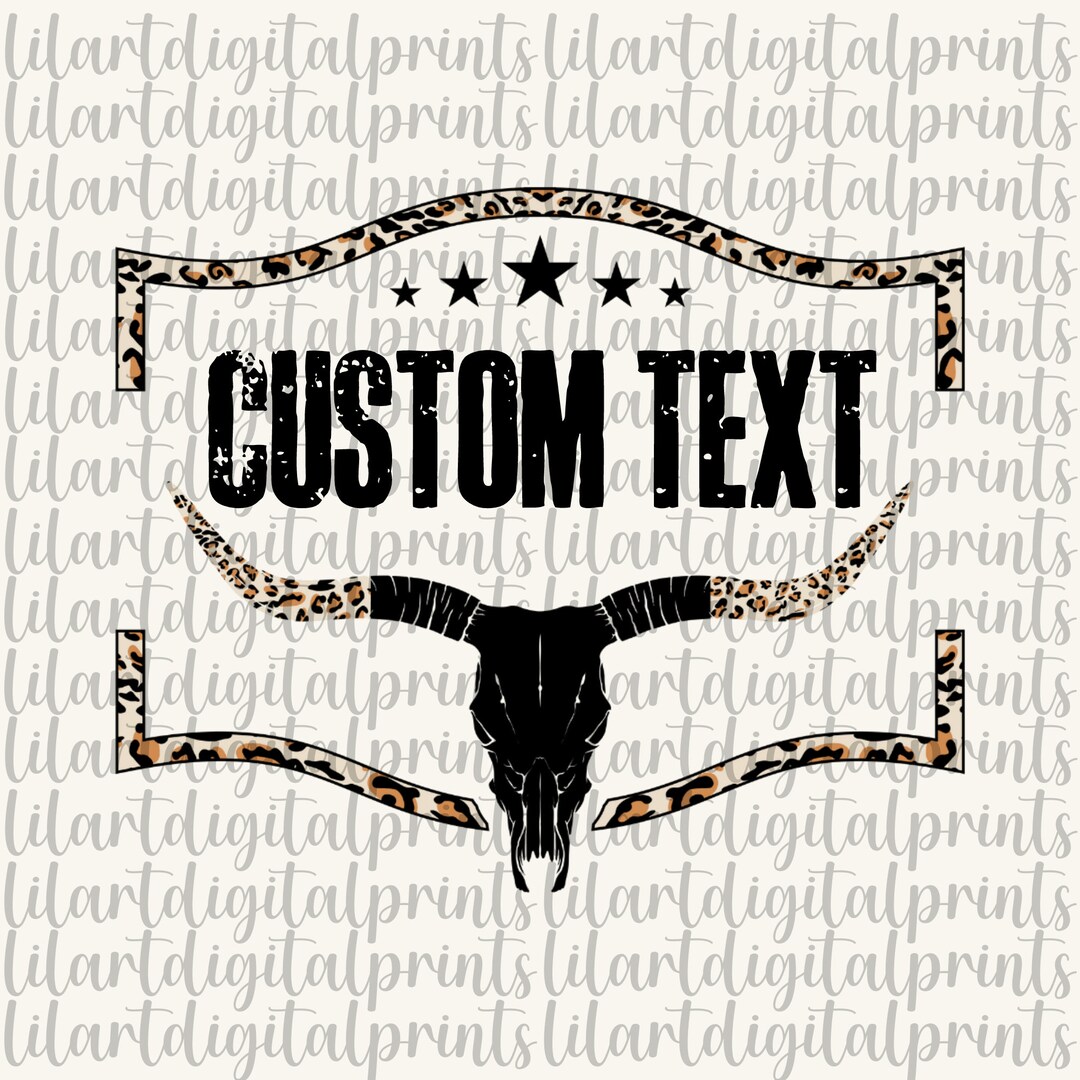 Custom Bull Skull Leopard PNG Digital Download for Sublimation, Country ...