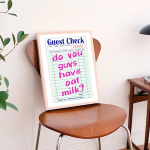 Custom Guest Check Poster Print, College Dorm Posters, Guest Check Poster, Drink Bar Print ...