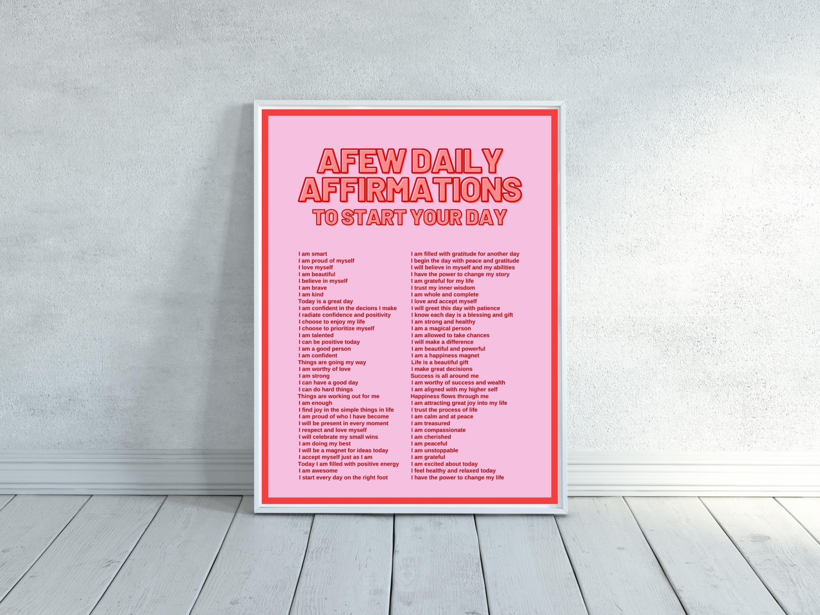 Pink Daily Affirmations Poster, Dorm Decor, Trendy Aesthetic Prints ...