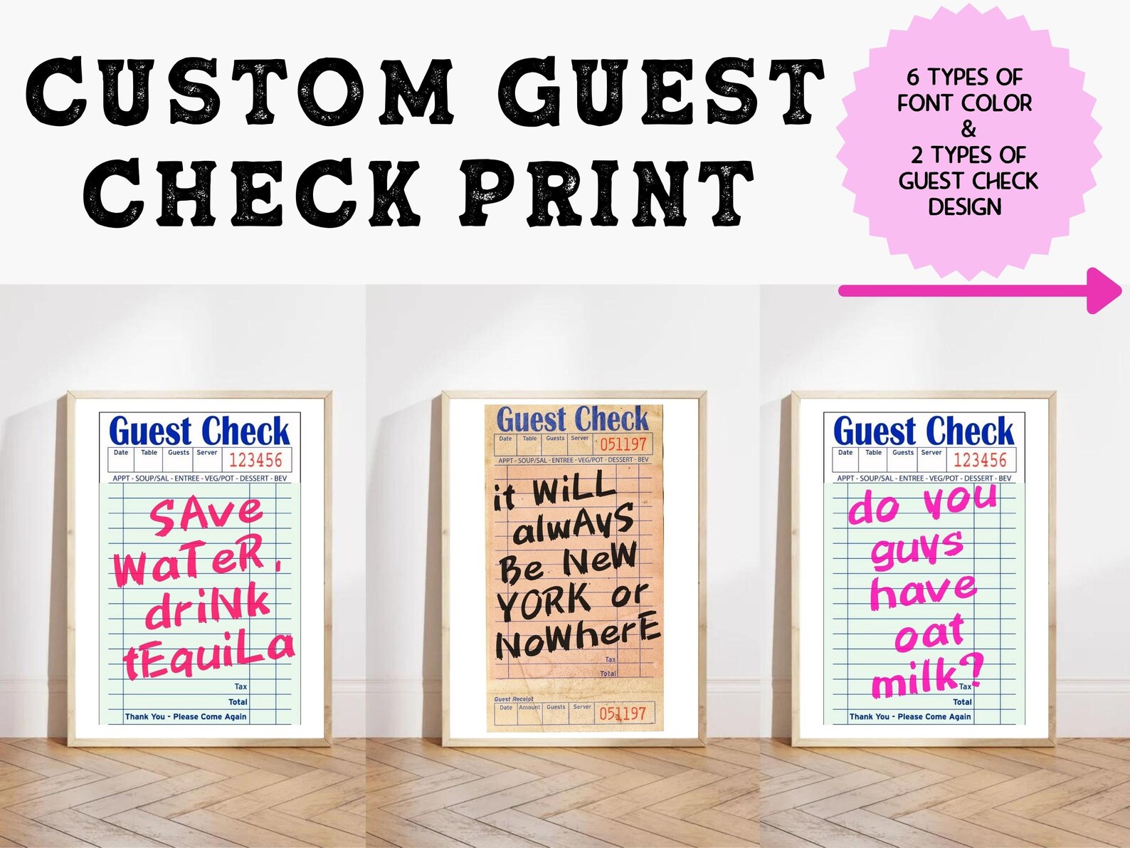 Custom Guest Check Poster Print College Dorm Posters Guest - Etsy
