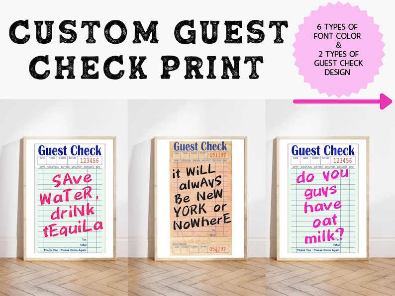 Custom Guest Check Poster Print College Dorm Posters Guest - Etsy
