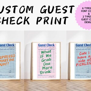 Custom Guest Check Personalized Print, College Dorm Posters, Guest ...