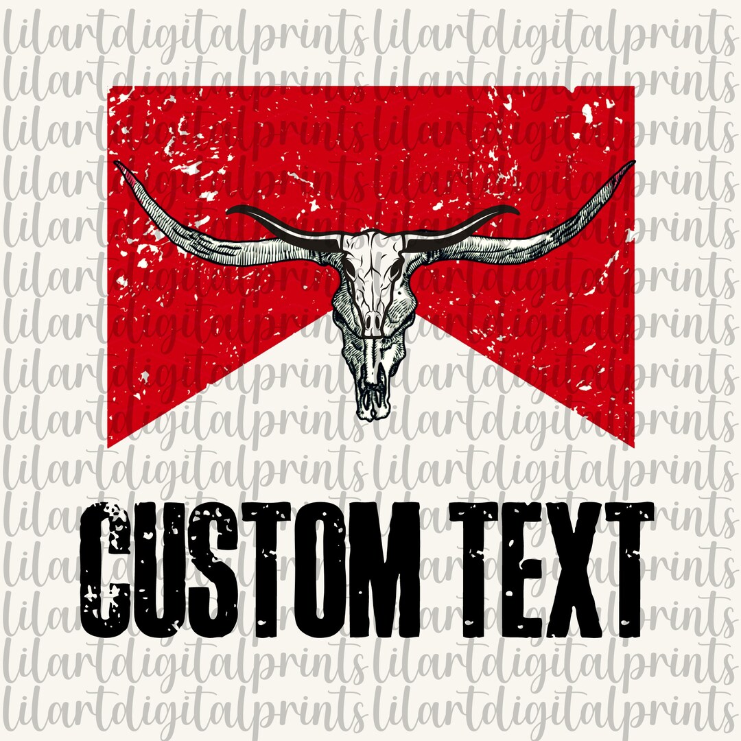 Red Personalized Bull Skull Digital PNG, Western Bull Png, Cowboy Png ...