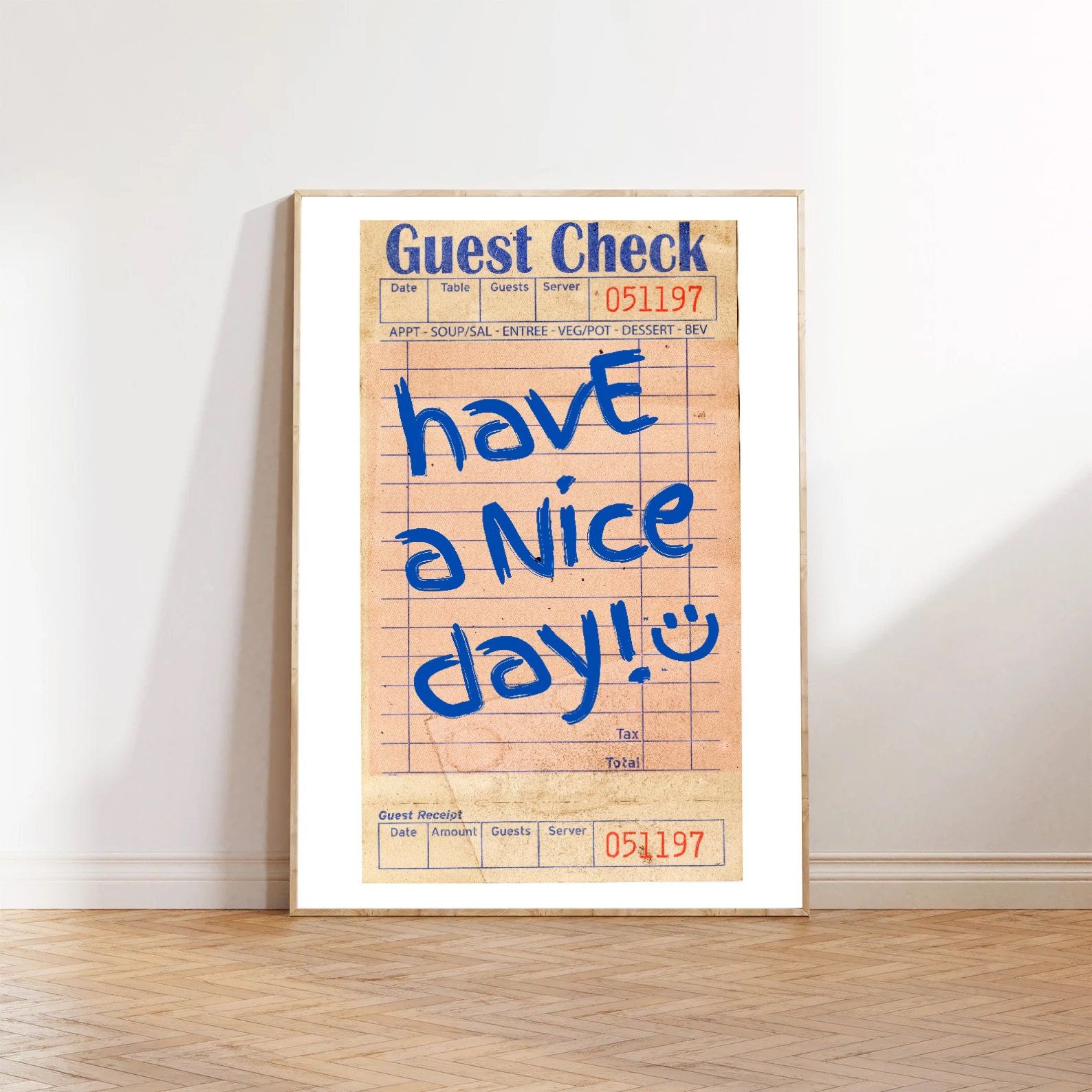 Retro Guest Check Print, Have a Nice Day Guest Check Poster, Guest ...