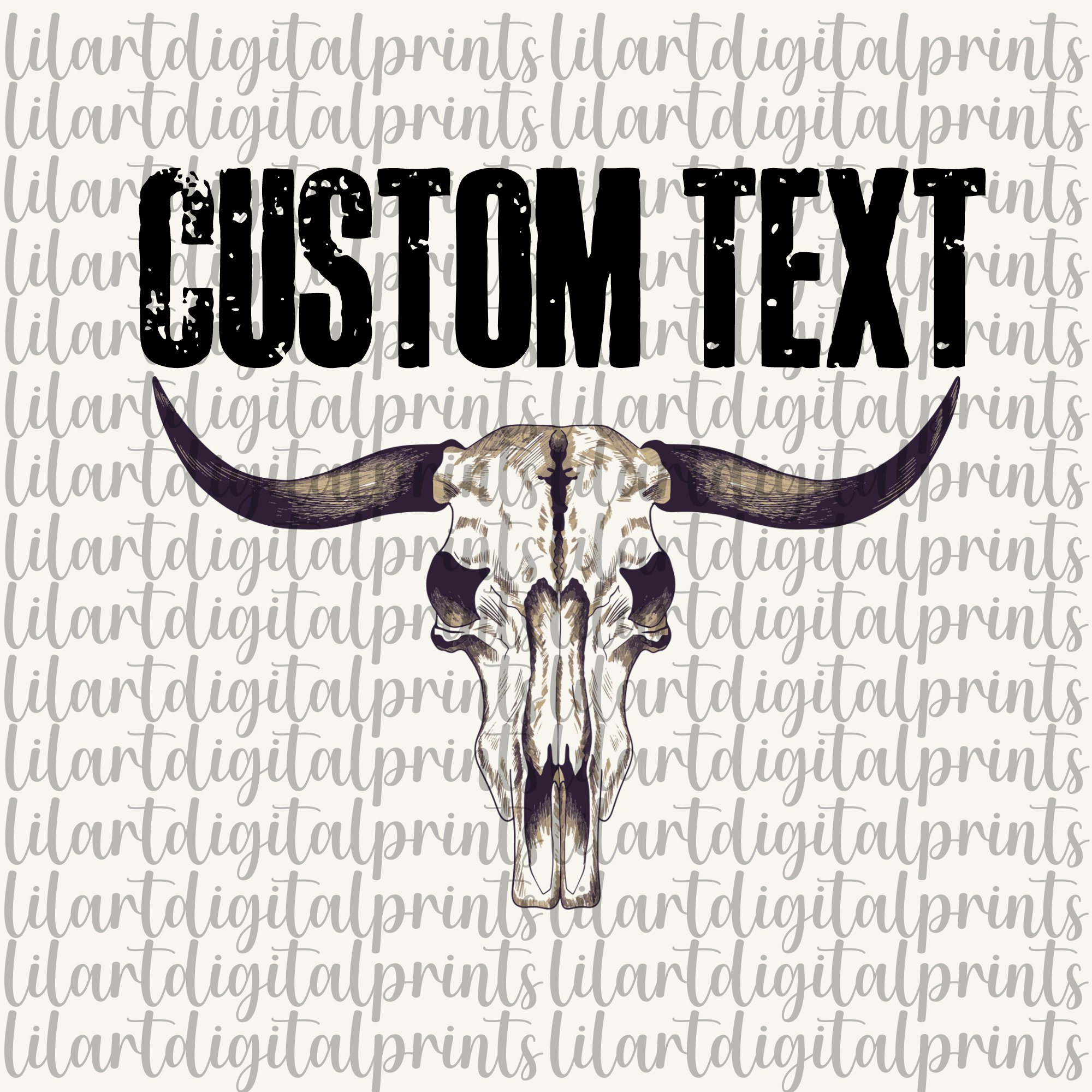 Custom Bull Skull, Digital PNG, Western Bull Png, Cowboy Png, Custom ...