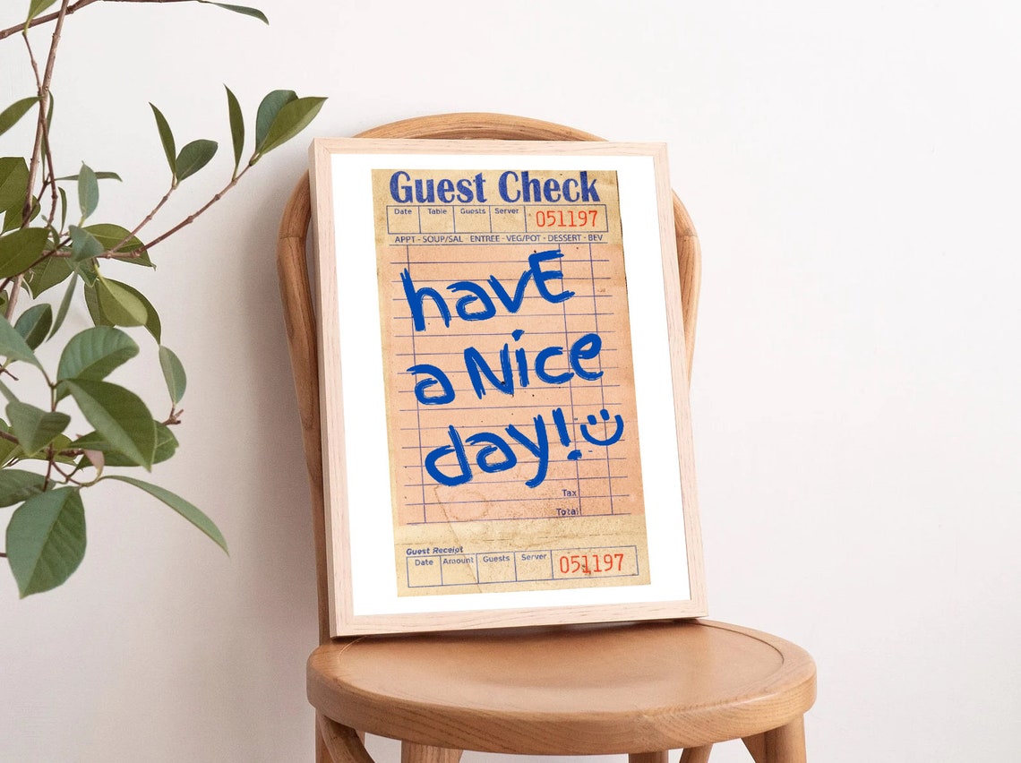 Retro Guest Check Print Have a Nice Day Guest Check Poster - Etsy