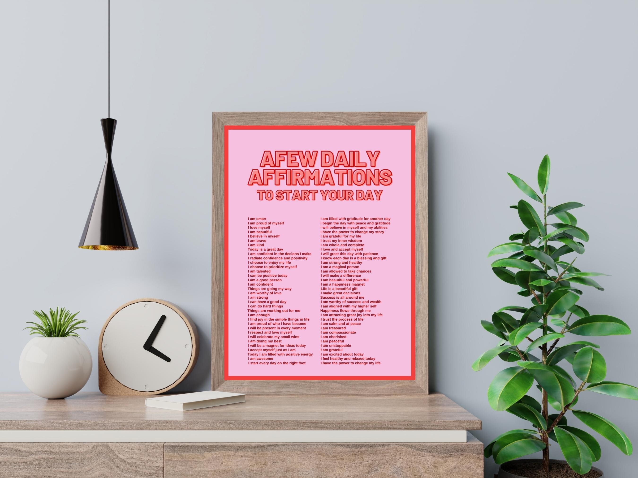 Pink Daily Affirmations Poster, Dorm Decor, Trendy Aesthetic Prints ...