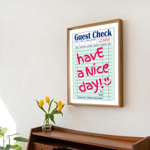 Retro Guest Check Print Have a Nice Day Guest Check Poster - Etsy