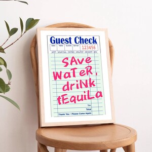 Custom Guest Check Poster Print, College Dorm Posters, Guest Check ...