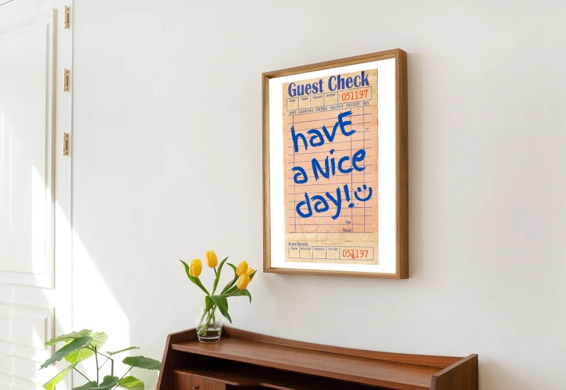 Retro Guest Check Print, Have a Nice Day Guest Check Poster, Guest Check Print Download, College ...