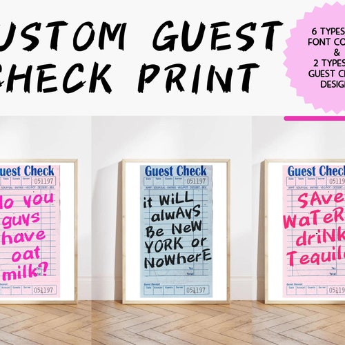 Custom Guest Check Poster Print College Dorm Posters Guest - Etsy