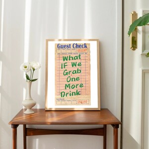Custom Guest Check Poster Print, College Dorm Posters, Guest Check ...