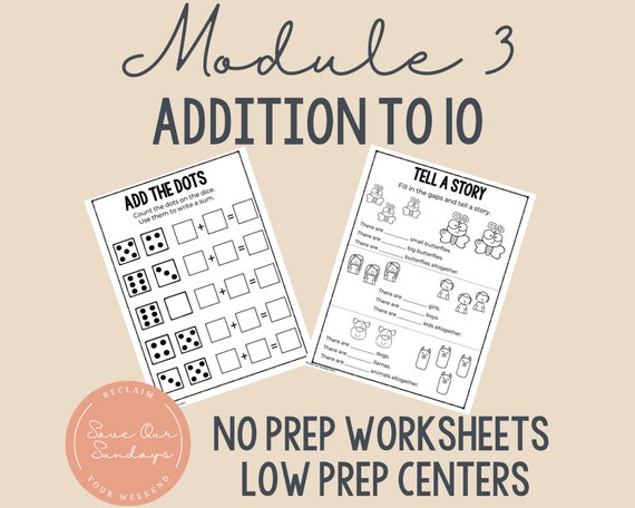 Addition Worksheets for Grade 1 Addition Within 10 | Etsy