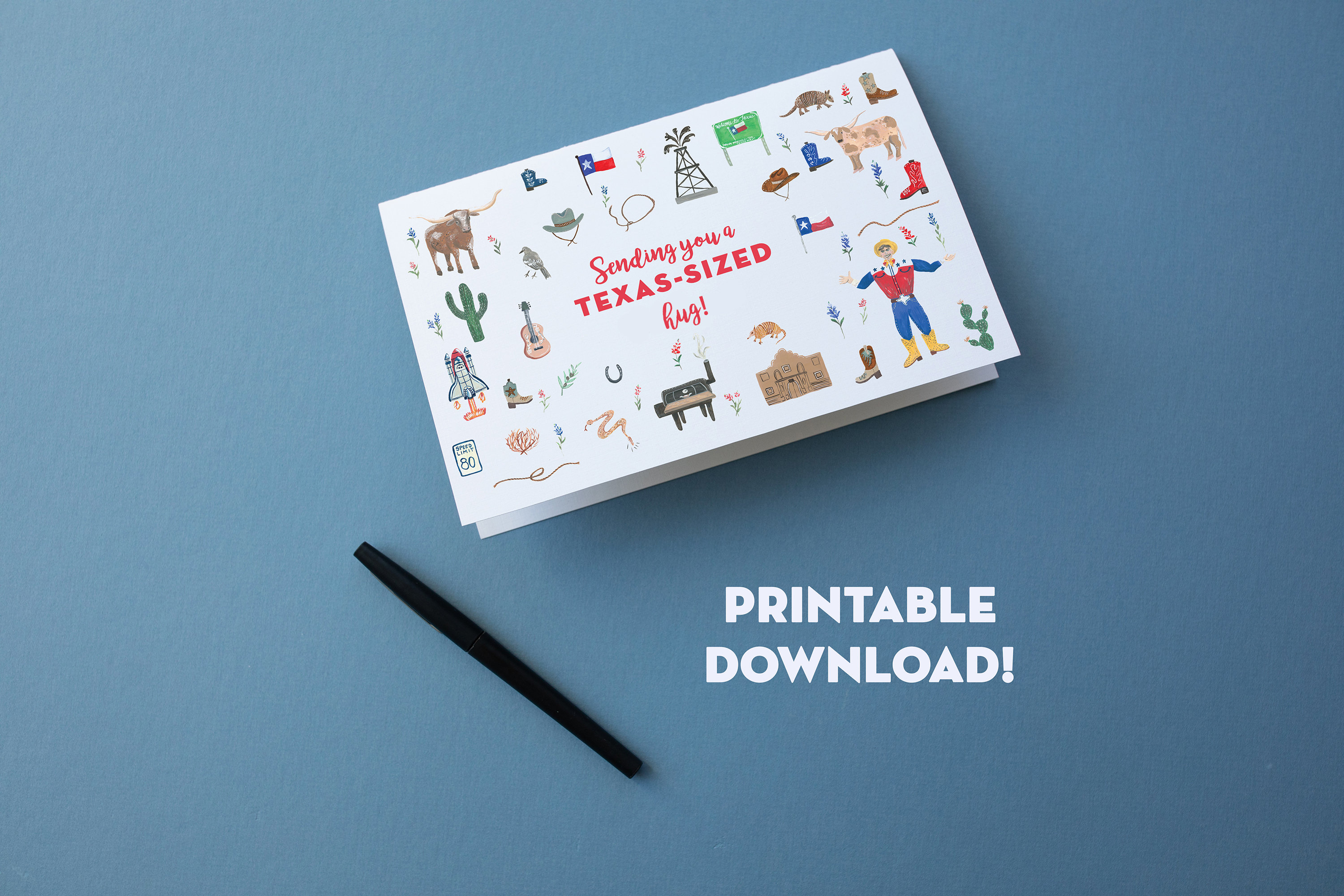 Texas-sized Hug - Printable Downloadable Texas-themed Card - Etsy