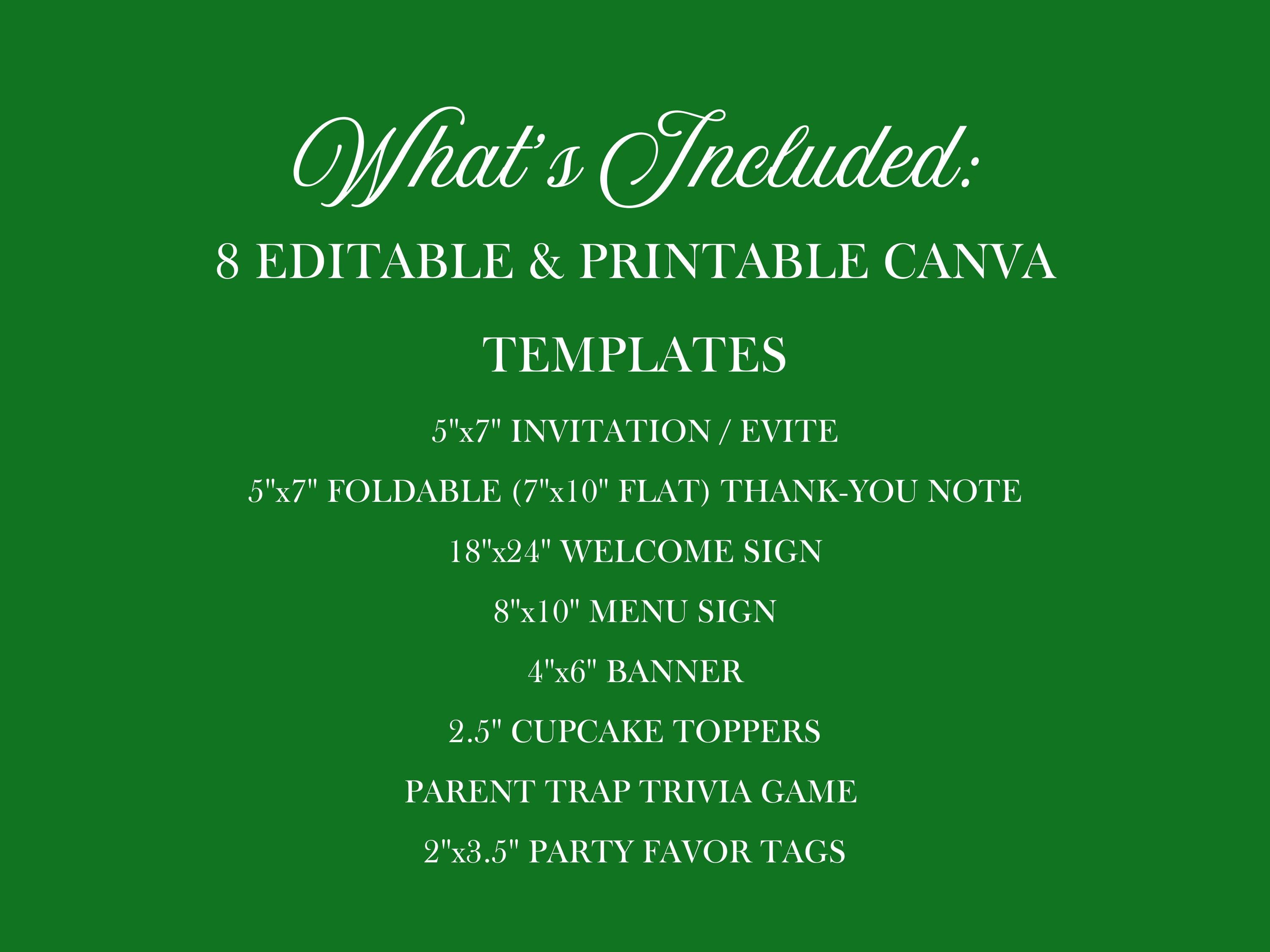 Parent Trap Party Invitation Bundle: Editable Canva Templates (digital ...