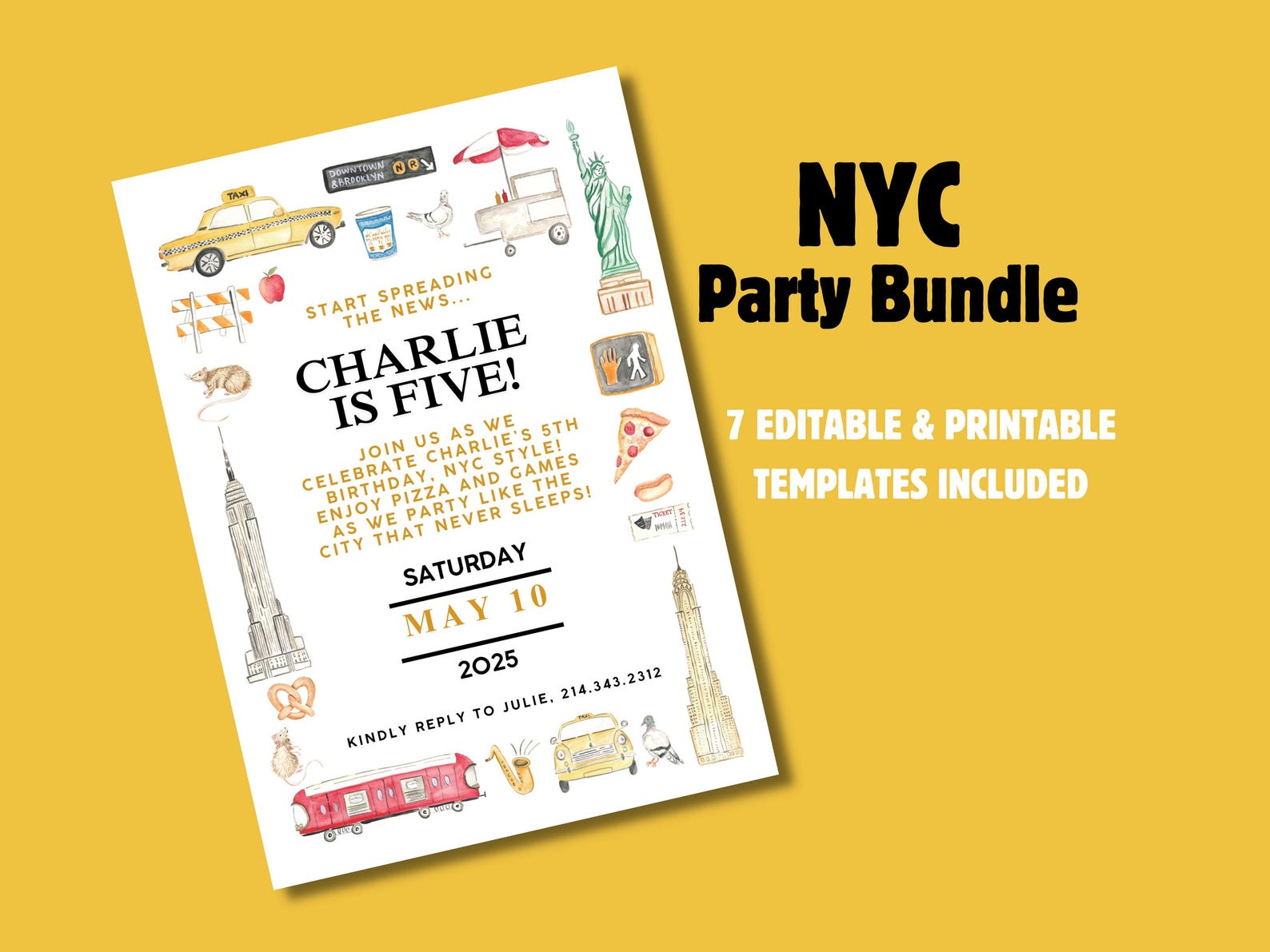 NYC Party Bundle, New York City Editable Template, NYC Birthday, NYC ...