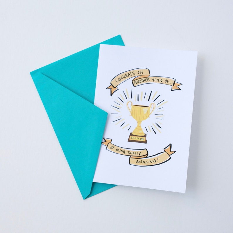 Printable Trophy Card, Generic Anniversary / Work Anniversary Card - Etsy