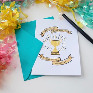 Printable Trophy Card, Generic Anniversary / Work Anniversary Card - Etsy