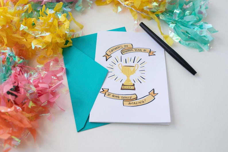 Printable Trophy Card, Generic Anniversary / Work Anniversary Card - Etsy