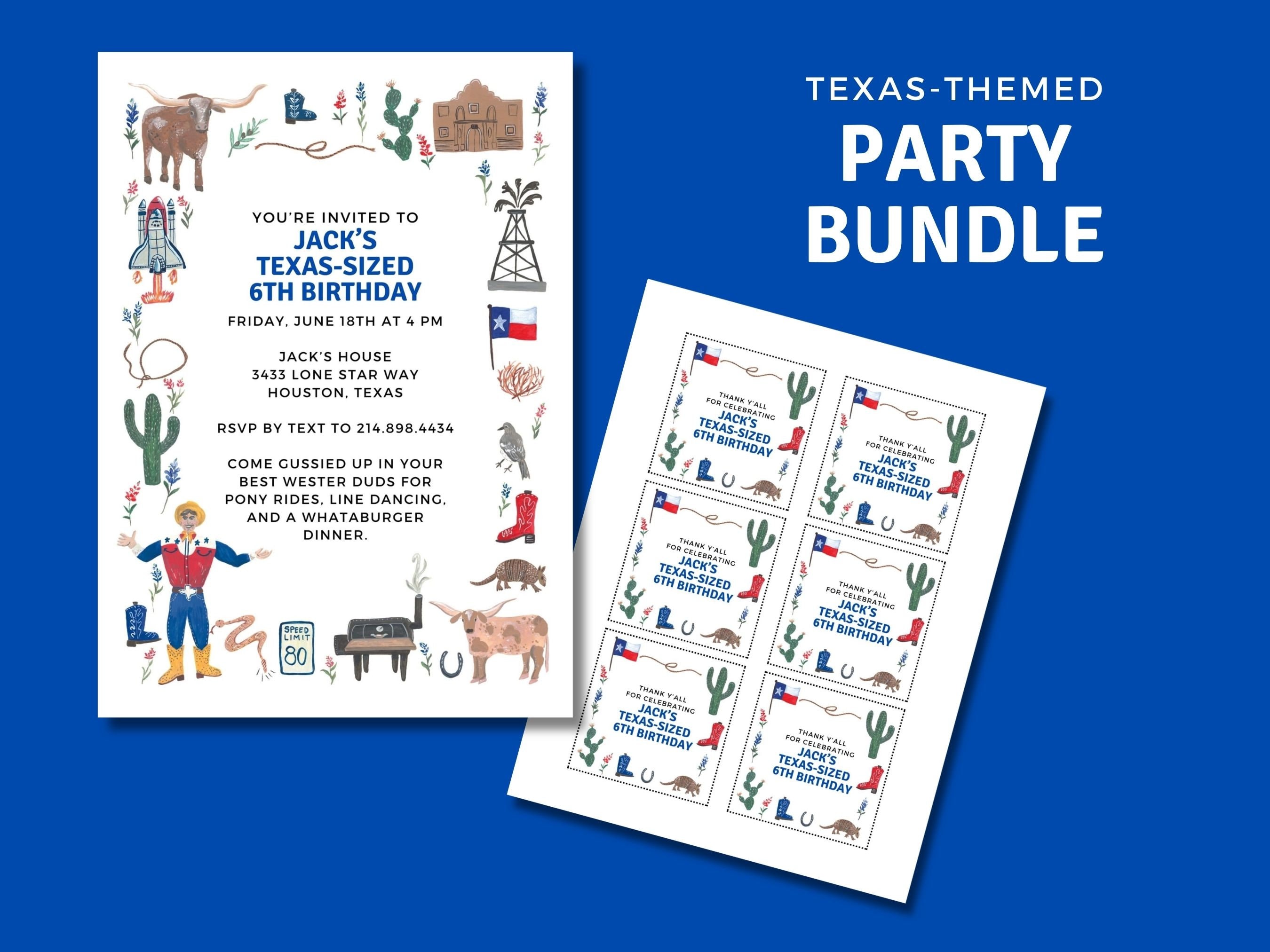 Texas-sized Party Invitation Bundle, Texas Invite - Etsy