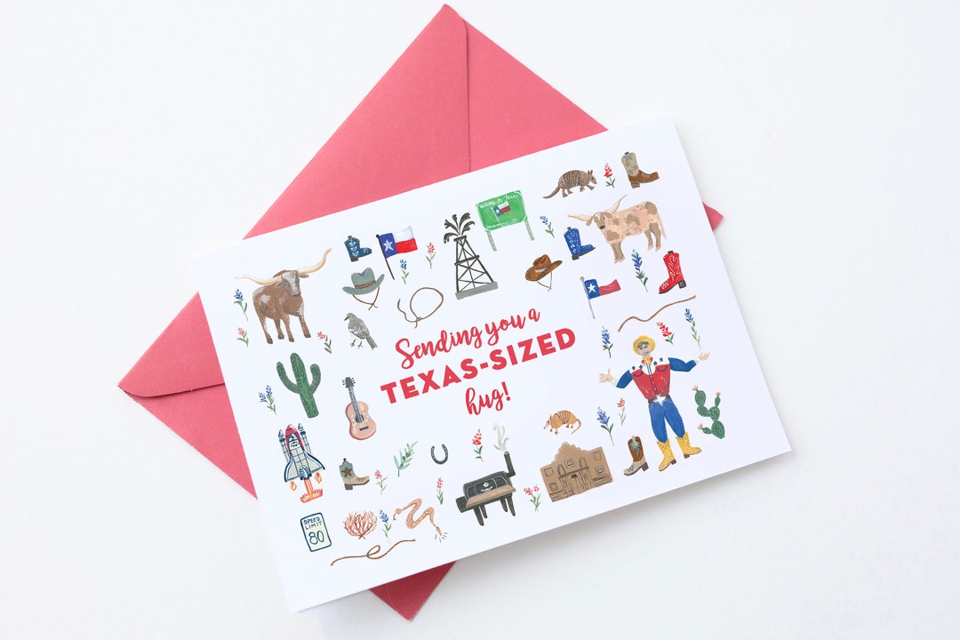 Texas-sized Hug - Printable Downloadable Texas-themed Card - Etsy