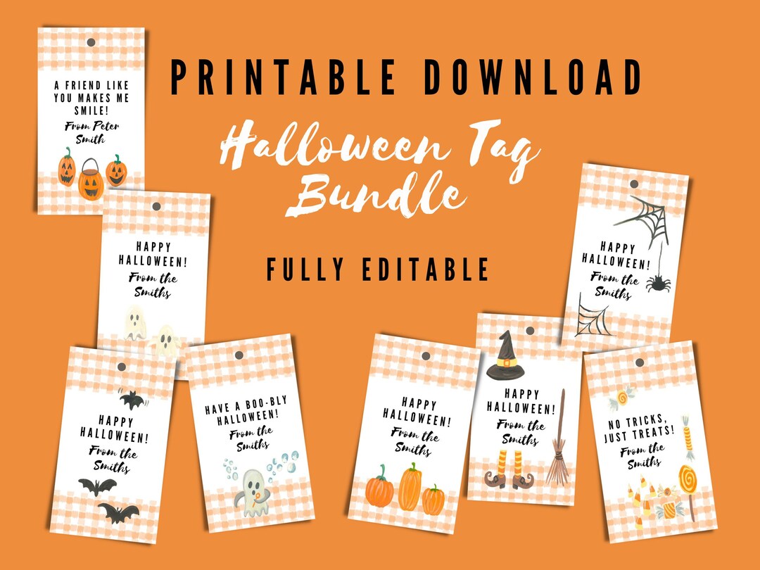 Printable, Editable Halloween Tags Bundle - Etsy