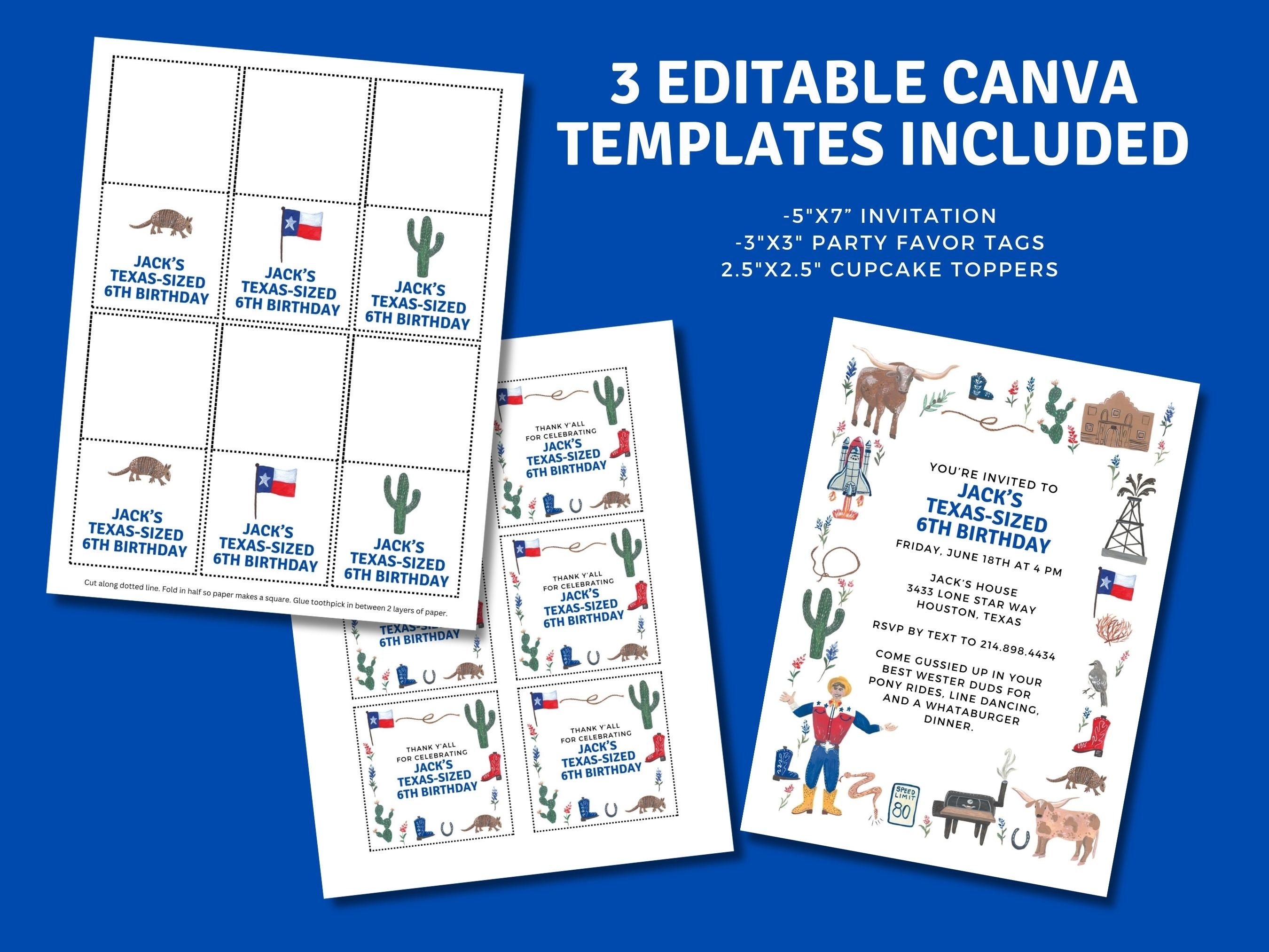 Texas-sized Party Invitation Bundle, Texas Invite - Etsy