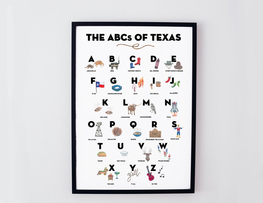 Printable Abcs of Texas Poster Art, Digital Download - Etsy