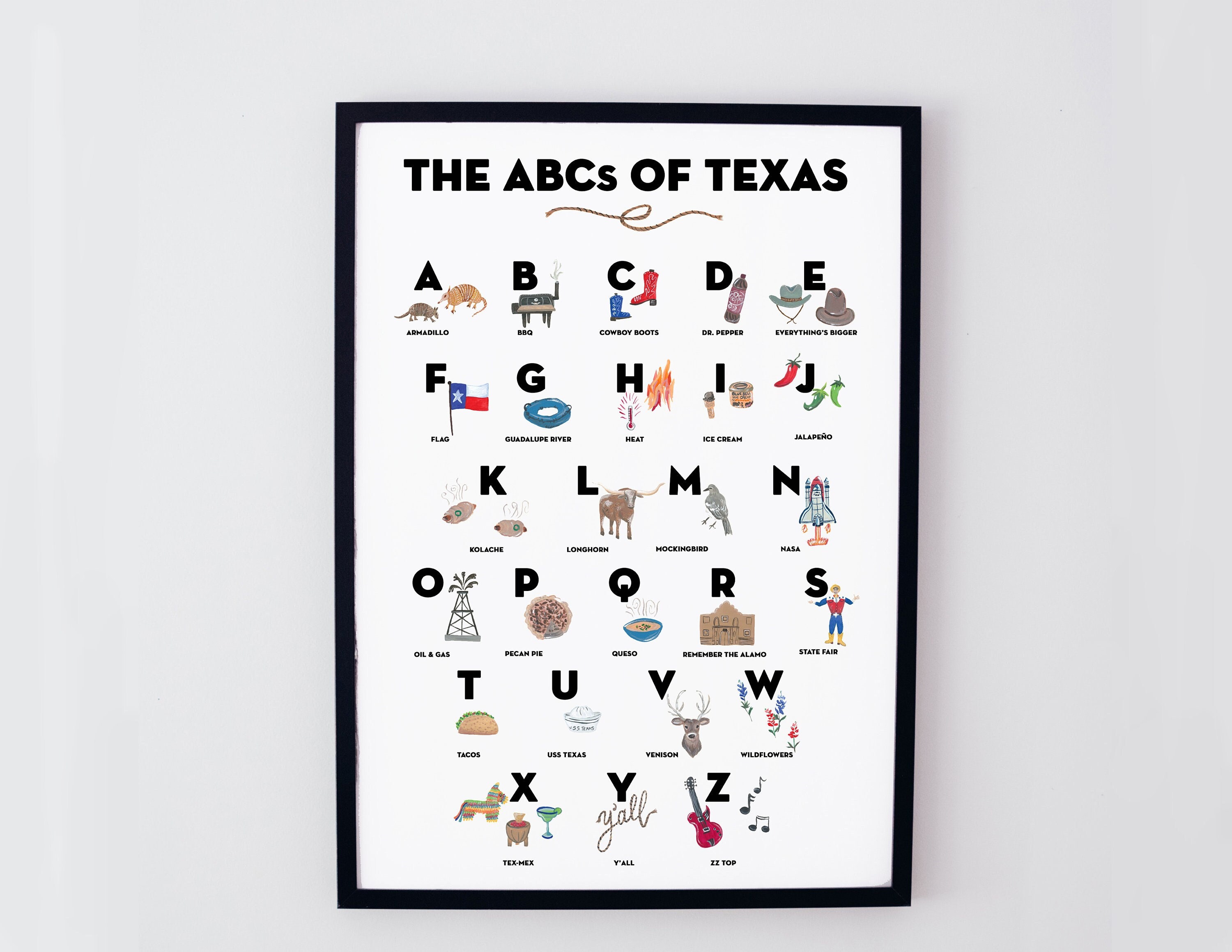 Printable Abcs of Texas Poster Art, Digital Download - Etsy