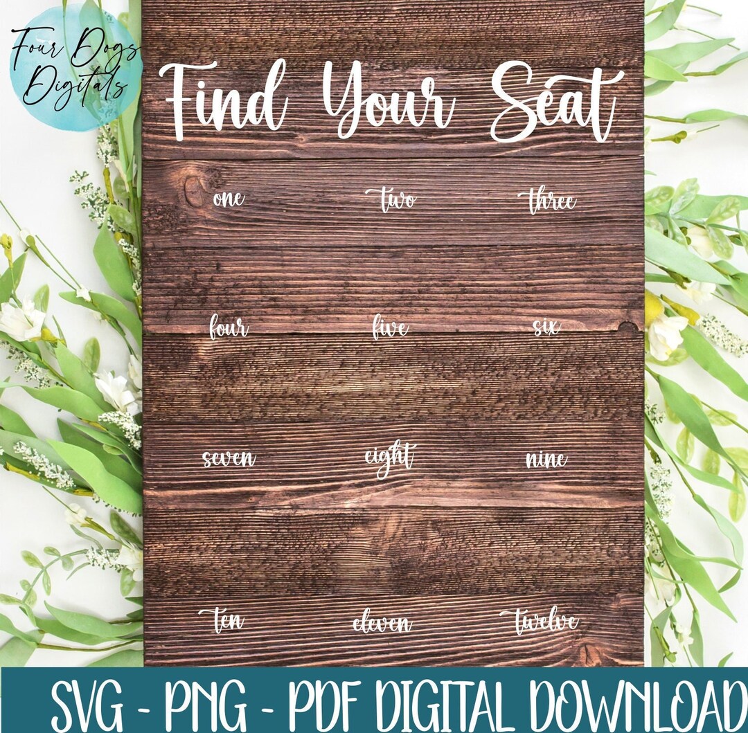 Find Your Seat Svg, Wedding Svg, Seating Chart Svg, Find Your Seat Cut ...