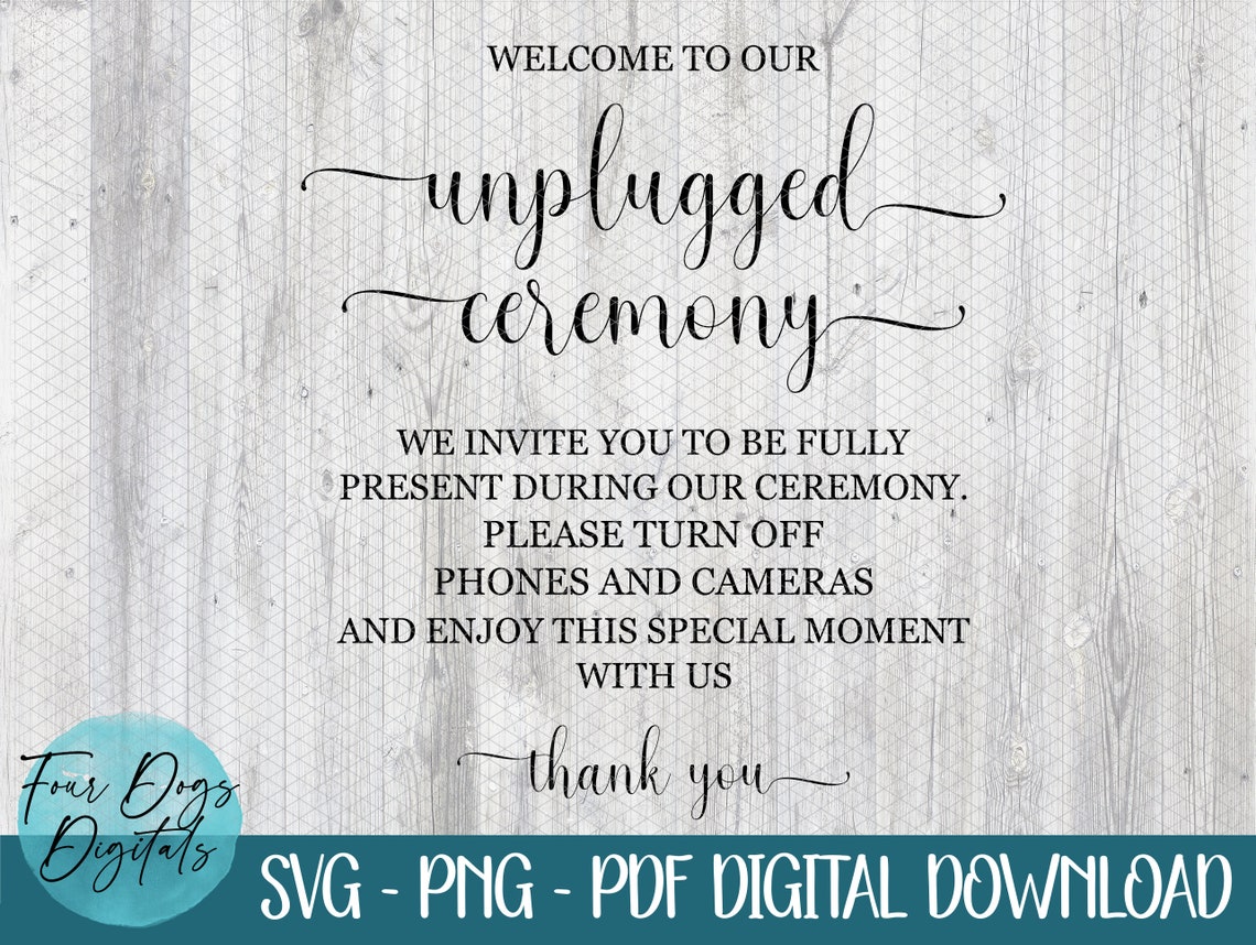 Unplugged Ceremony SVG Unplugged Wedding SVG Wedding Sign - Etsy